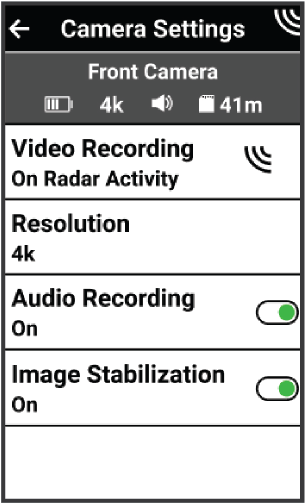 VARIA VUE Owner’s Manual - Customizing Camera Settings with Your Edge Bike Computer